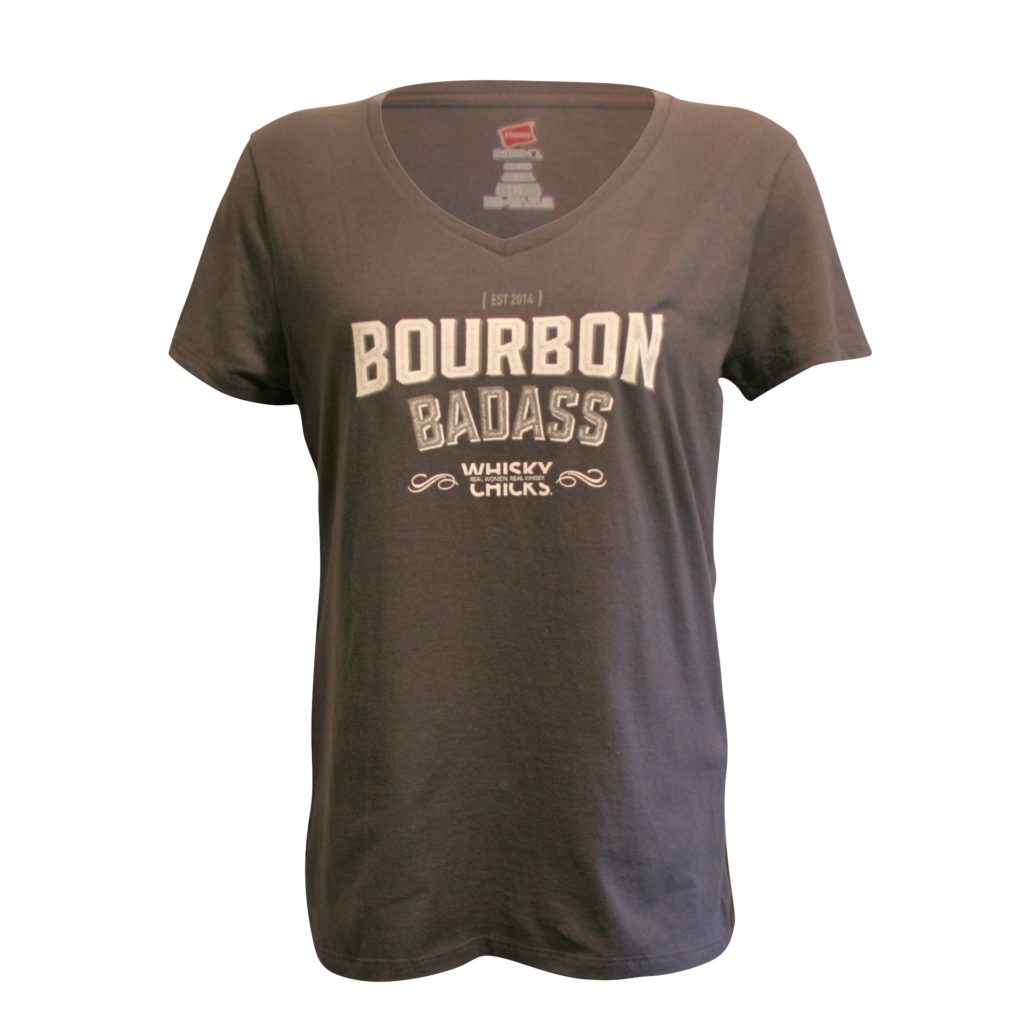 Whisky Chicks® BOURBON BADASS Grey V-NECK - LE - Whiskey By The Glass